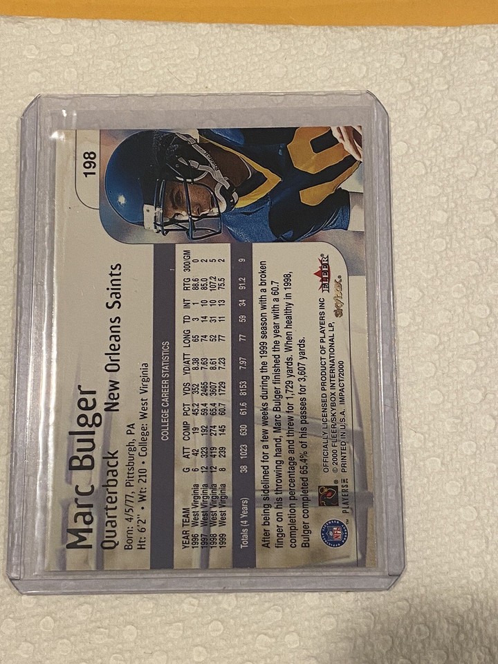 2000 Fleer Impact Marc Bulger New Orleans Saints Rookie #198 | eBay