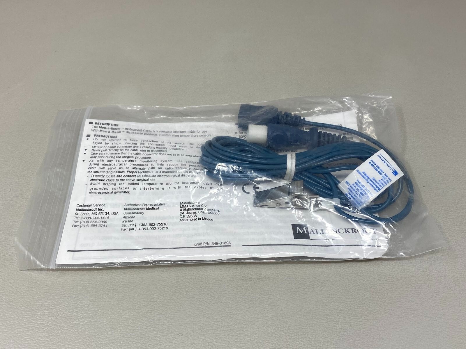 Mon-a-therm Temperature Cable 502-0411 MALLINCKRODT 10 Foot YSI 400 ...
