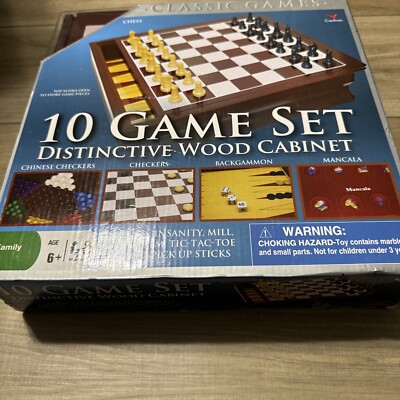 Game Center 10 Games Cardinal Family Wood Boards Metal Box Chess & More ...