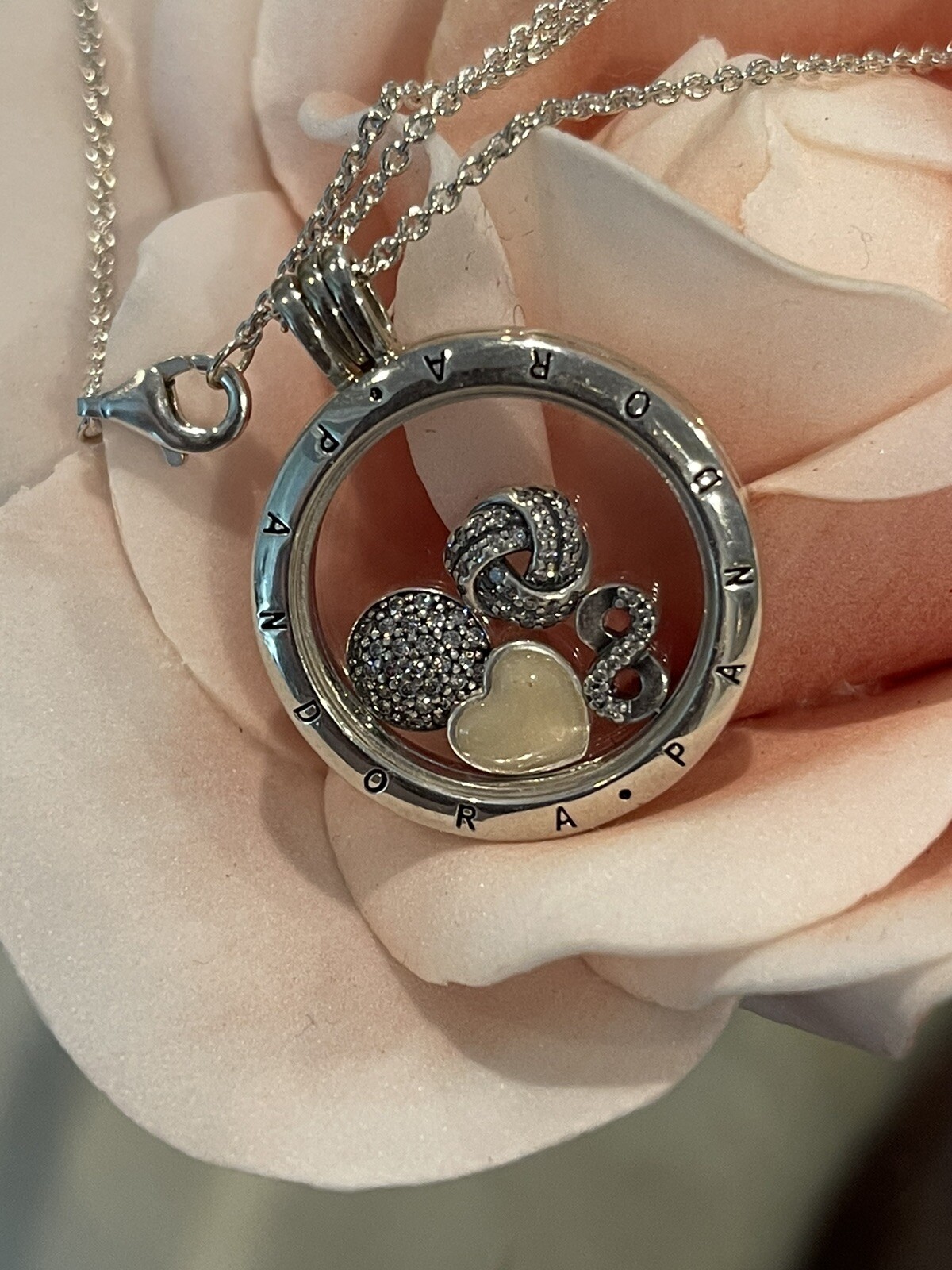 Authentic Pandora Necklace Retired with Retired charms pre owned | eBay