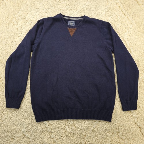 GH Bass Co Men Sweater Size Medium Blue Long Sleeve Crew Neck Pullover ...