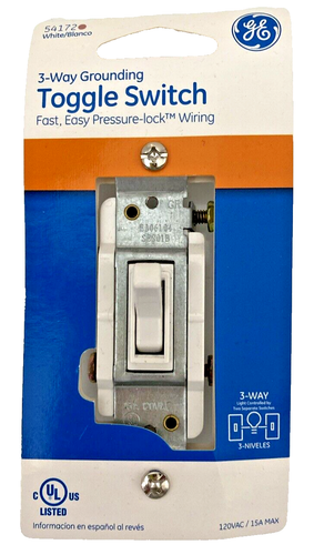 GE White Toggle Switch #54172 15A 120V 3 Way Grounding Household NEW ...
