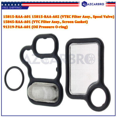 15815-RAA-A01 15845-RAA-001 VTEC Solenoid Gasket And VTC Filter FIT FOR ...