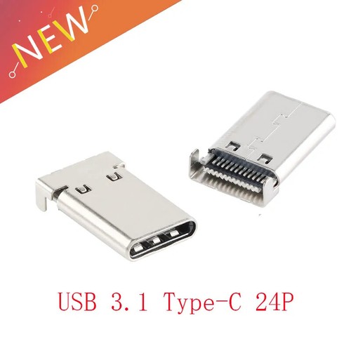 USB Type C 24P SMT Connector 5pcs, Male Mid Mount PCB Charger Adapter ...