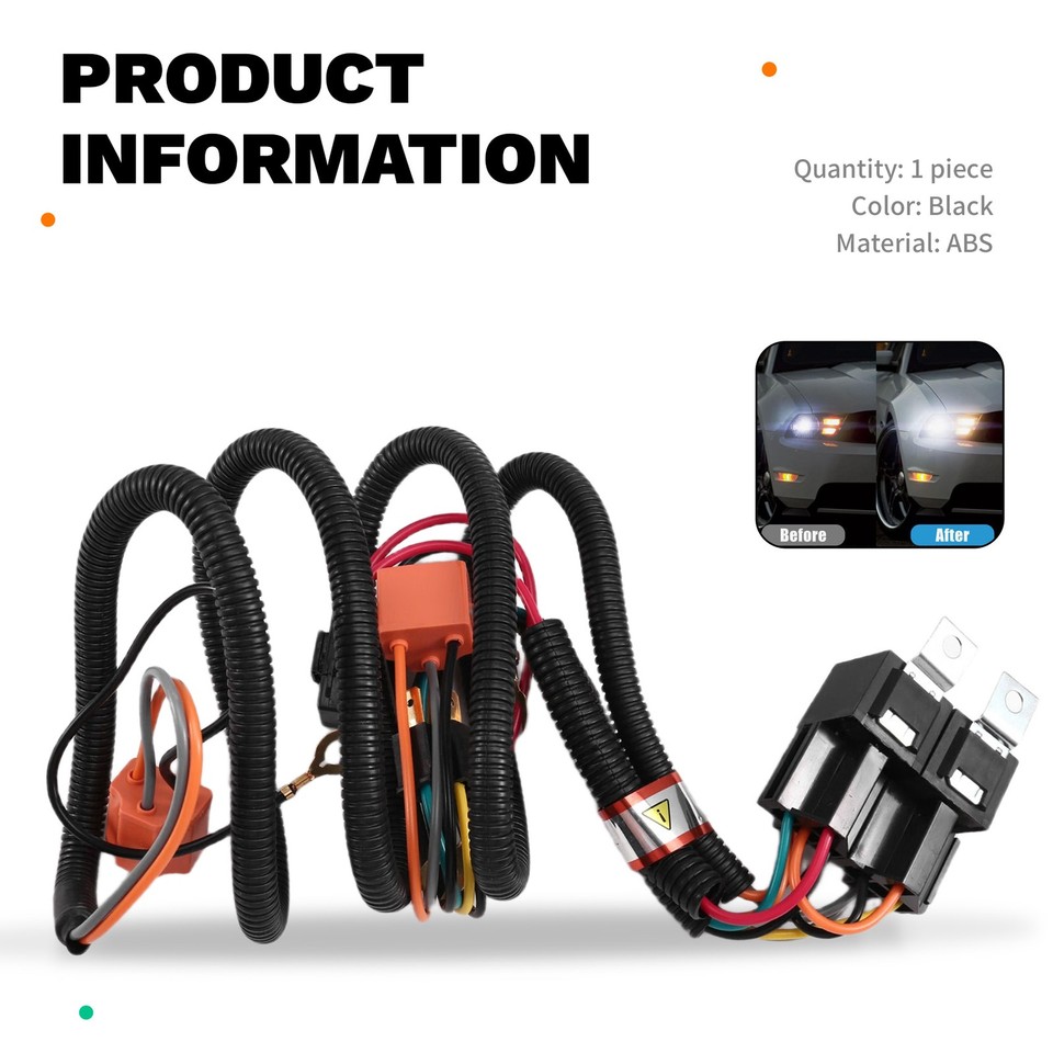 Car H4 12V LED Headlights Relay Wiring Harness Kit High Low Enhancer ...