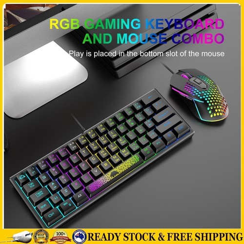 K61 RGB Wired Keyboard 60 Percent 62 Keys Ergonomic Gaming Keyboard ...