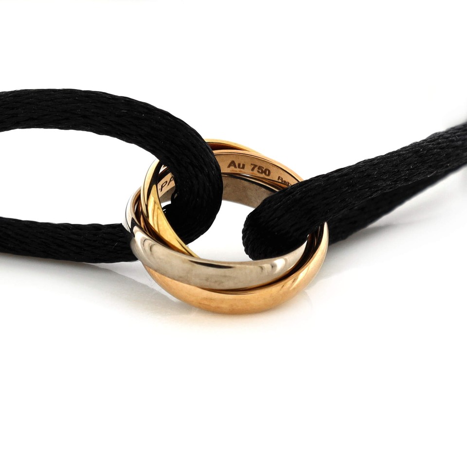 Cartier Trinity On Cord Bracelet Silk Cord with 18K Tricolor Gold | eBay