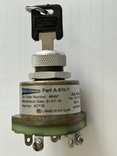 A510-2 FAA/PMA Aircraft Ignition Switch with key, ACS Products, Cessna ...