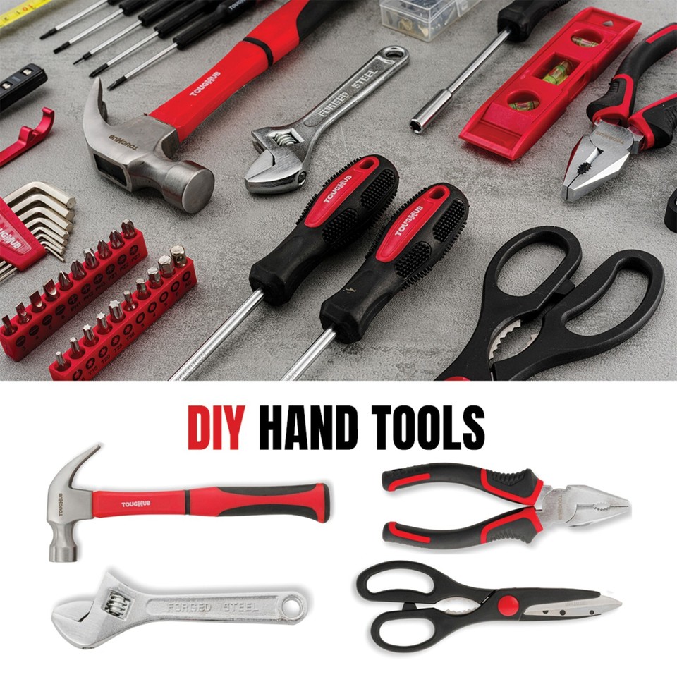 Red 56 Pcs Tool Kit For Home Repair Tool Set With Hammer, Screwdriver ...