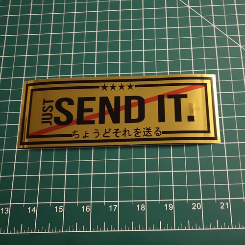 JUST SEND IT GOLDEN TICKET Decal Sticker Retro RALLY JAPAN DRIFT SLAP ...