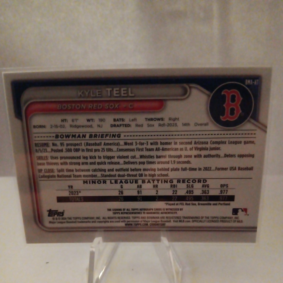2024 Bowman Mega Box #BMA-KT Kyle Teel Chrome Mojo Refractor Auto Red Sox | eBay