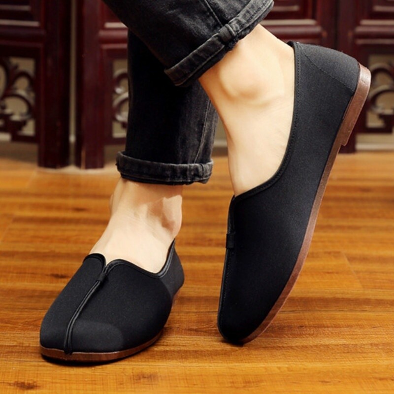 Mens Chinese Kung Fu Shoes Tai Chi Martial Art Slip on Canvas Loafers ...