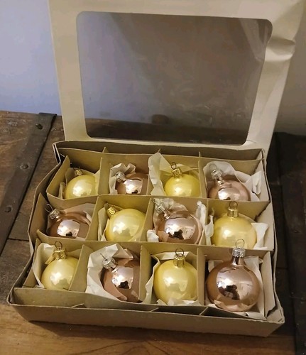 12 Original Vintage Glass Christmas Baubles Boxed 4cm Diam | eBay UK