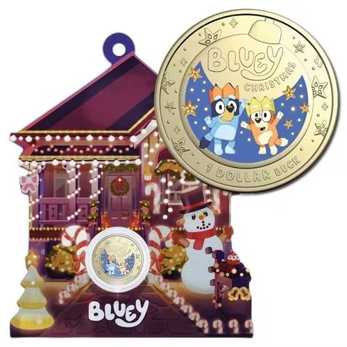 2025 AUSTRALIA COLOURED $1 BLUEY CHRISTMAS DOLLAR UNCIRCULATED COIN -IN ...