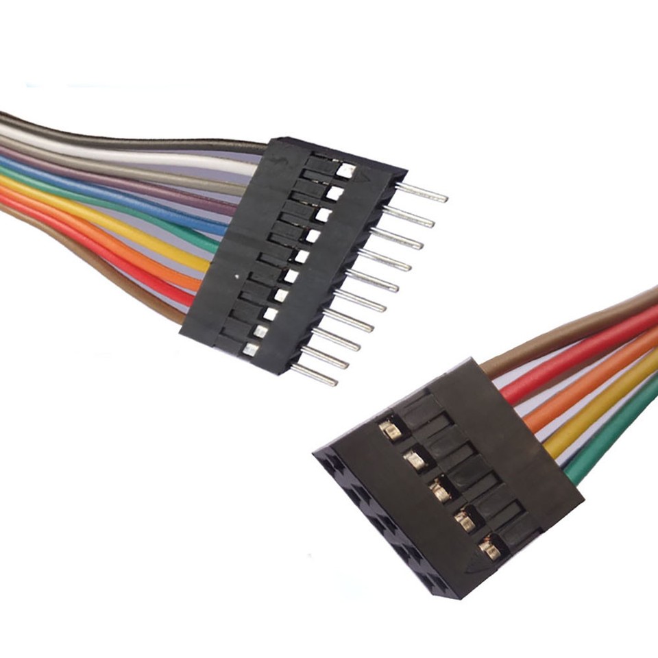 Single/Double Row DuPont 2.54mm Rainbow Cable Jumper Wire Male-Female ...