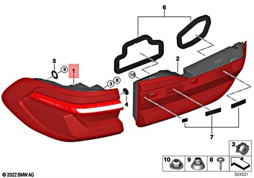 Genuine BMW G07 X7 40dX 40iX M60iX SAV Rear light side panel right ...