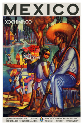 Mexican Vintage Poster.Xochimilco.Travel Home art Decor Interior design ...