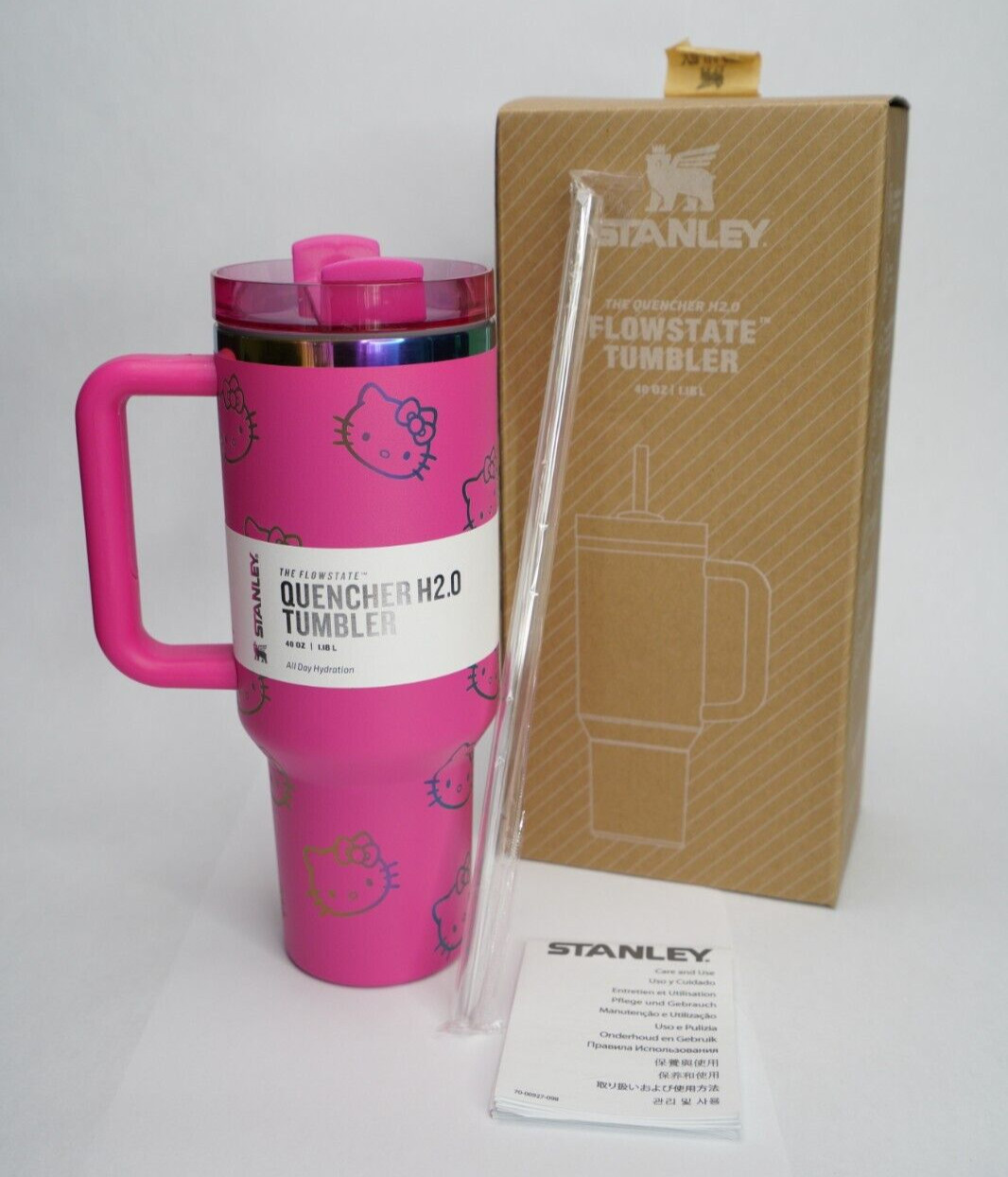 Stanley + Hello Kitty Quencher H2.0 Flowstate Tumbler | 40 Oz | Hot Pink