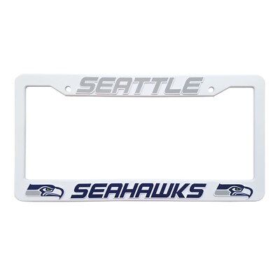NFL Football Team Seattle Seahawks White Plastic Auto License Plate ...
