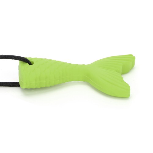 (Green)Silicone Fish Tail Shape Teether Baby Chewing Pendant Necklace ...