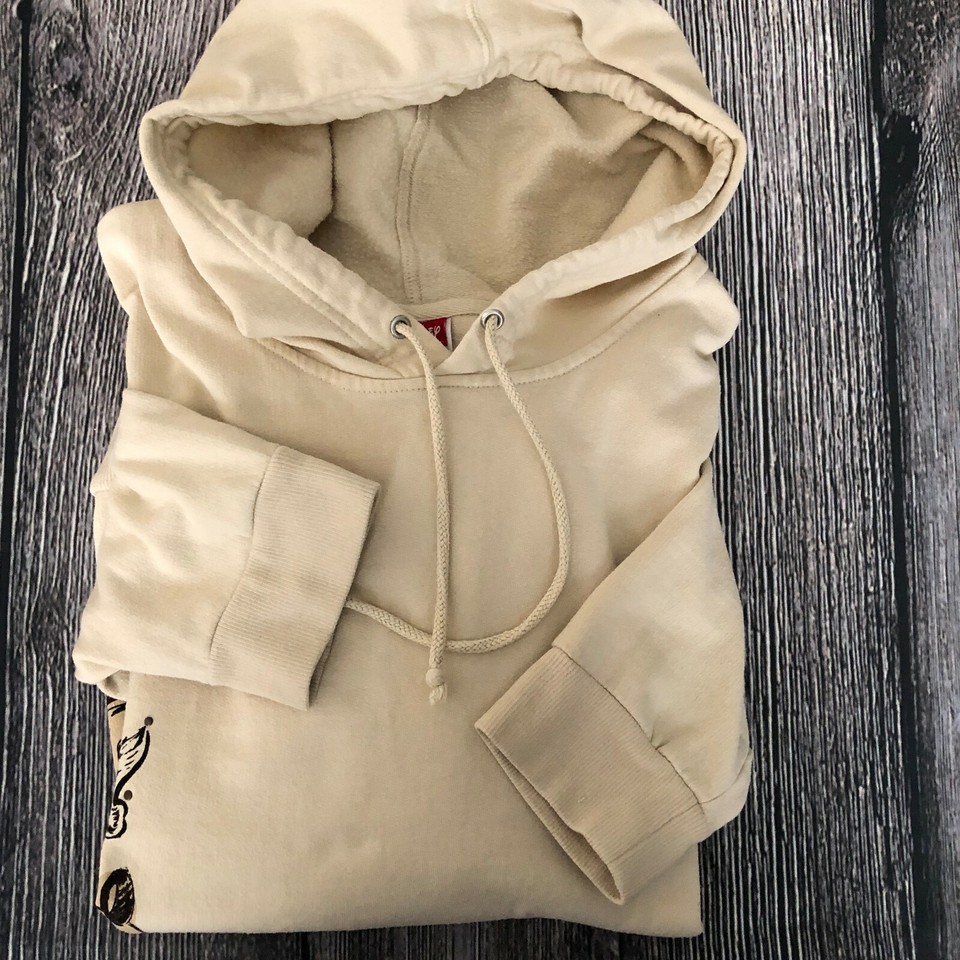 Disney Beige Mickey Mouse Hooded Sweatshirt Hoodie Embellished Size M/L ...