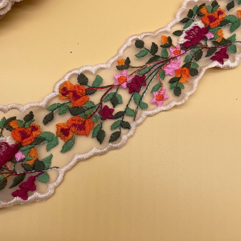 10 Yards Mesh Edging Tape Lace Bias Ribbon Embroidered Floral Sewing ...