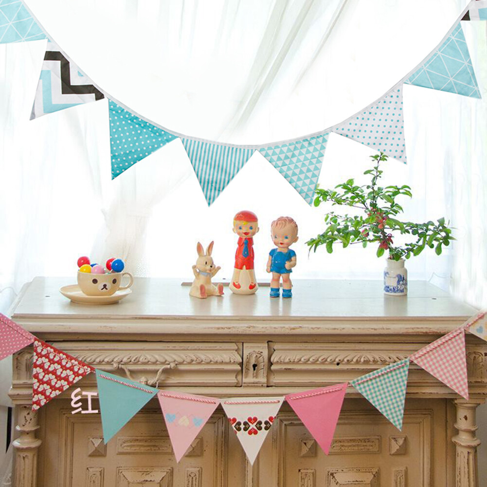 Cotton Flags Banner Pennant Wedding Decoration Vintage Baby Birthday ...