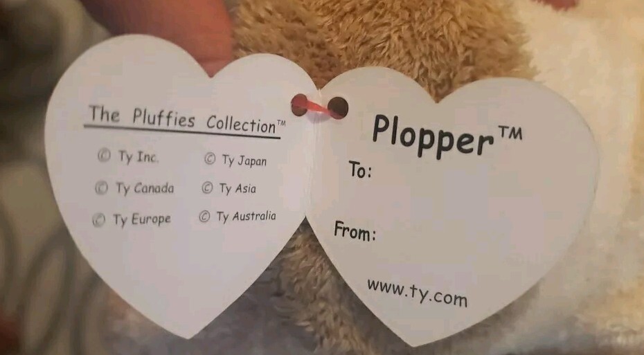 Ty Pluffies Plopper Puppy Dog Plush Stuffed Toy 2002 Cream/tan Sewn ...