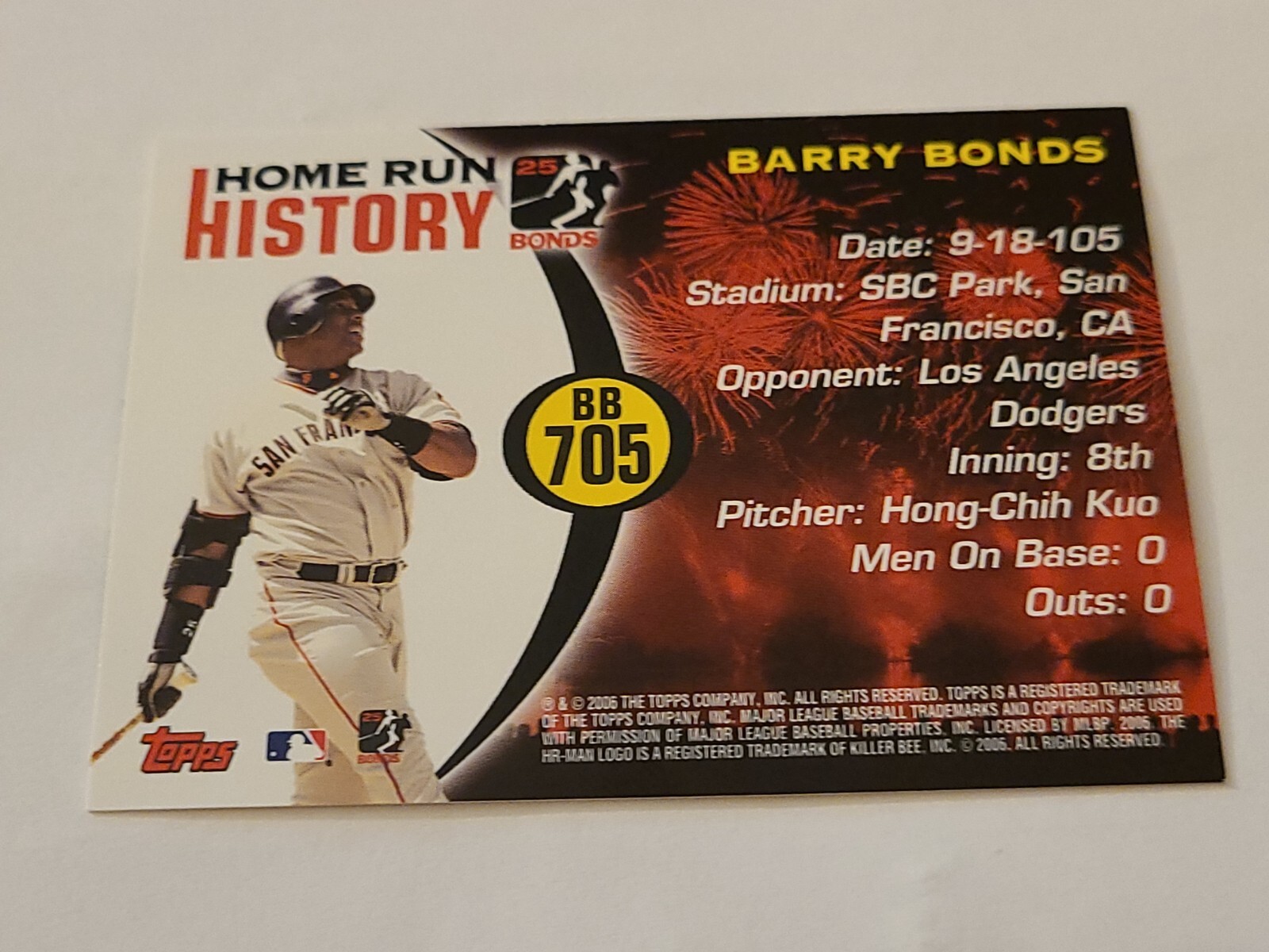 2005 Barry Bonds #BB705 Home Run History Insert Topps | eBay
