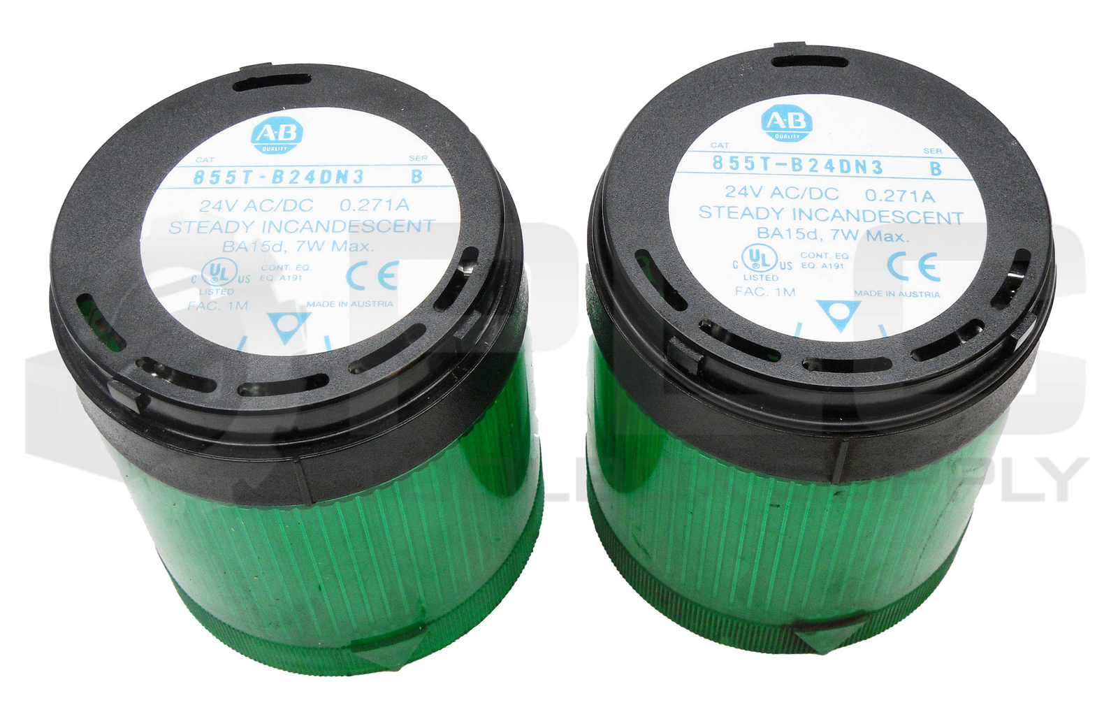 LOT OF 2 ALLEN BRADLEY 855T-B24DN3 GREEN STEADY INCANDESCENT SER B | eBay