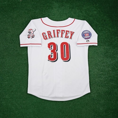 Ken Griffey Jr. Cincinnati Reds Men's Home White Jersey w/ 2016 HOF ...