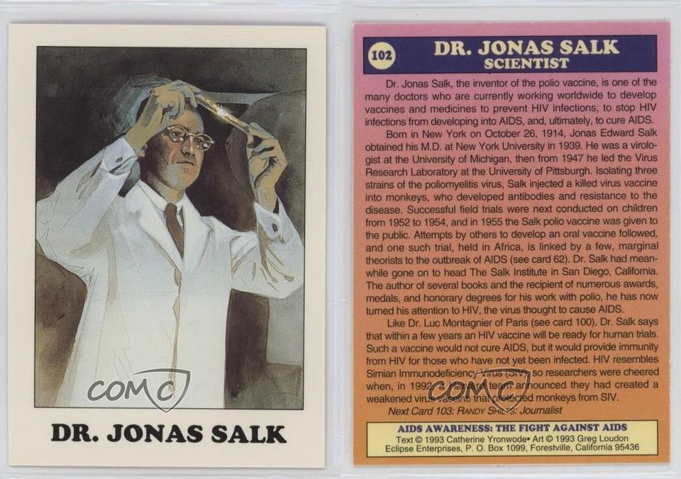 1993 Eclipse AIDS Awarenenss: People with AIDS Jonas Salk #102 xg2 | eBay