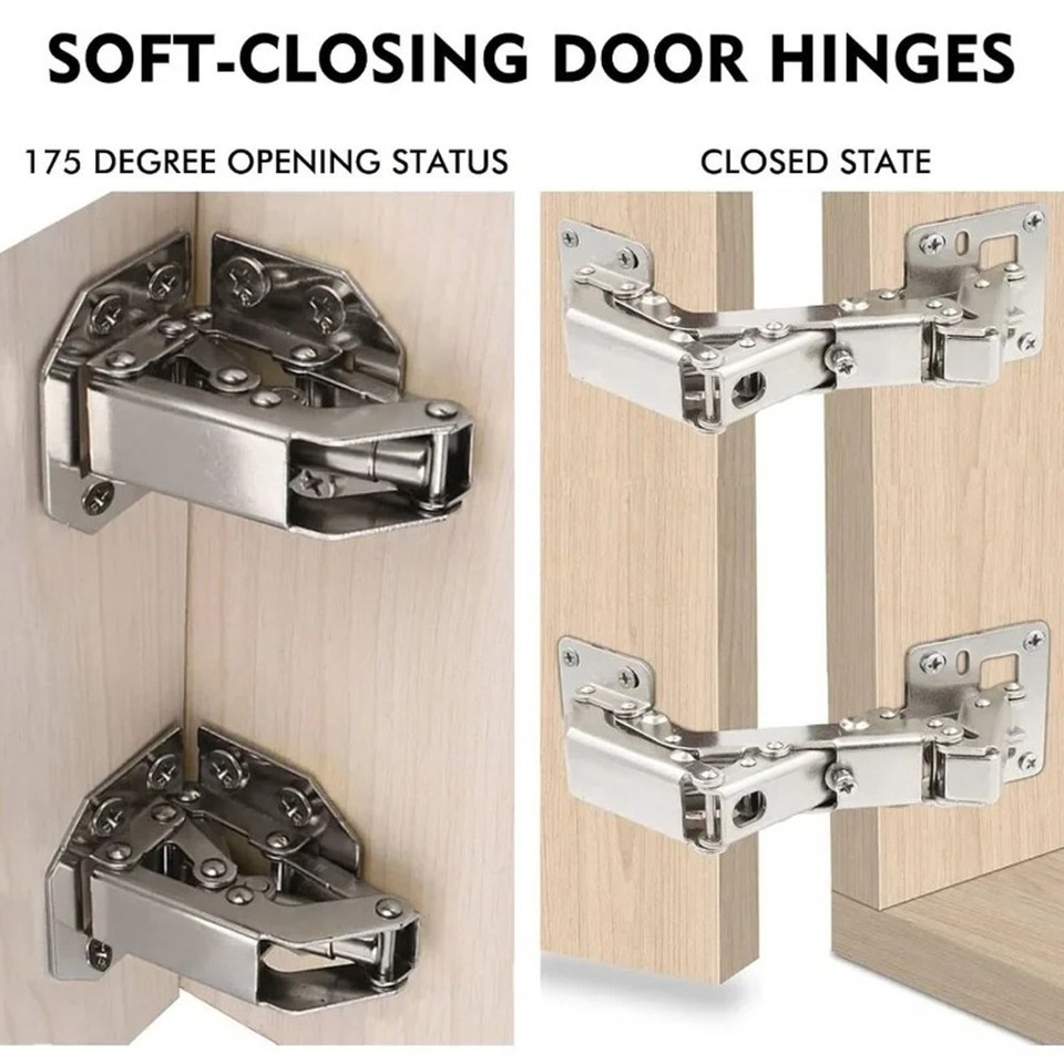 2pcs Concealed Cabinet Door Hinges Adjustable Angle 135 to 175 Degree ...