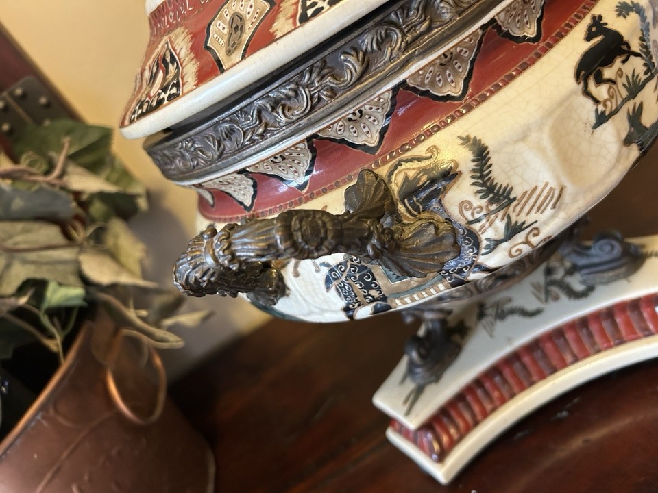 16" Castilian Import Forest Animals Centerpiece Bowl/Footed~Bronze ...