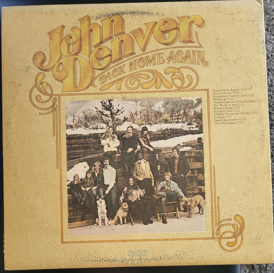 John Denver Back Home Again Vinyl LP 1974 RCA Records Lyric Sleeve ...