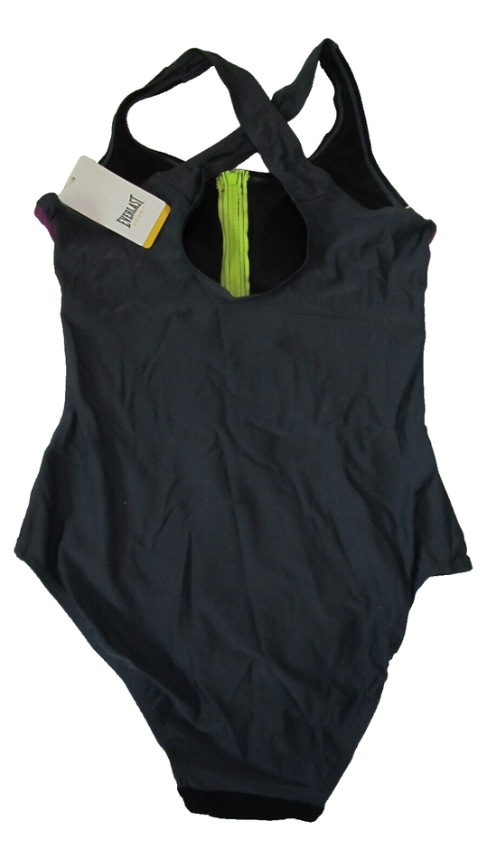 New Everlast Zip Front One Piece Swim Bathing Suit Womens Missy Size 6 ...
