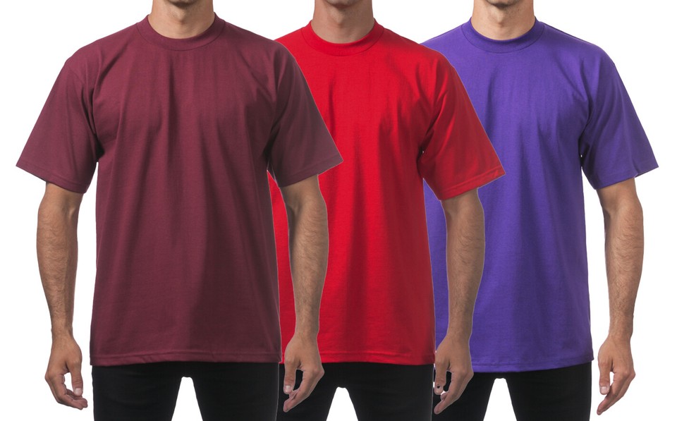 Mens Heavyweight T Shirts Plain Short Sleeve Tee Cotton BIG TALL 4XL to ...