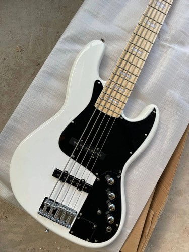 Hot sale New White 5-string Electric Bass Guitar Jazz Bass Maple ...