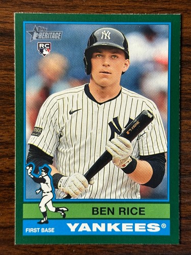 2025 Topps Heritage Ben Rice Yankees Base RC Dark Green Parallel SP ...