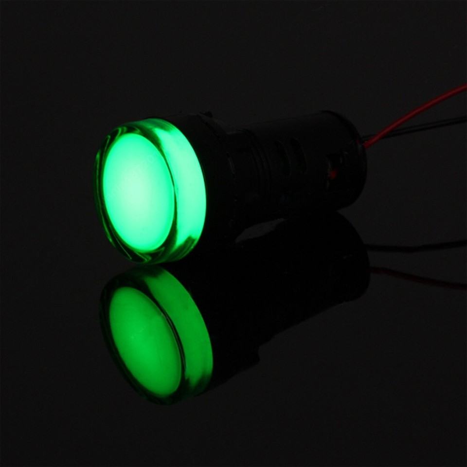 5 x Pure Green 22mm 0.87" 24VDC AC LED Indicator Light Power Signal ...