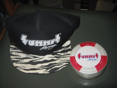 Summit Racing Hat Black Cap White zebra style never worn vintage ...