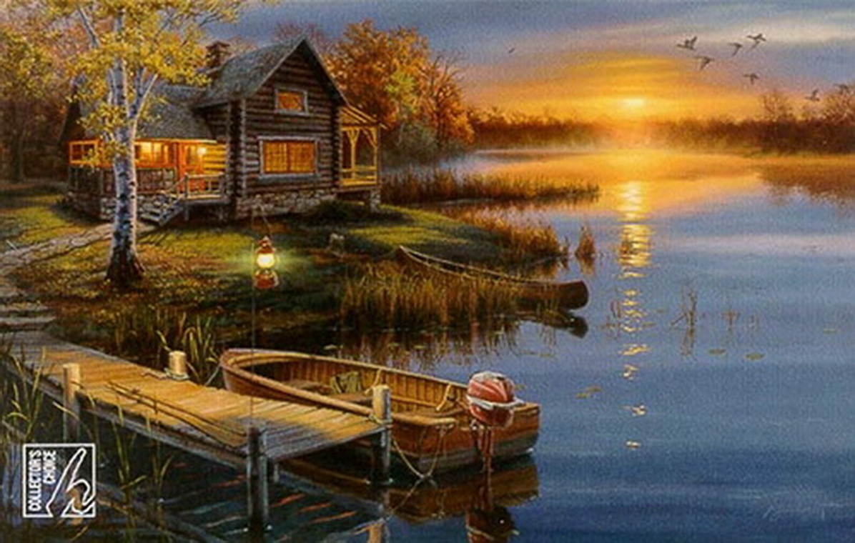 Fall Log Cabin Painting WE ARE OPEN! Authentic Log Cabin On Paint