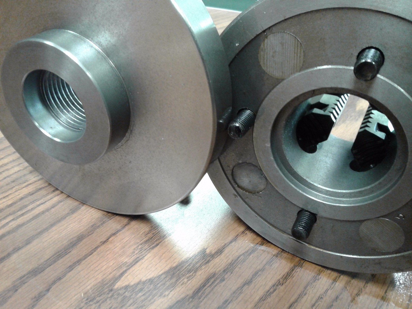 6" 4-JAW LATHE CHUCK w independent jaws w 1-1/2"-8 adapter semi-finish ...