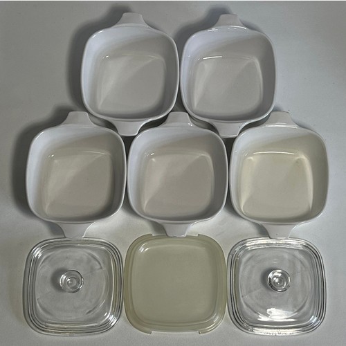 CorningWare (5) Casserole P-43-B Bowls Dishes w/ Plastic Lid & 2 Glass Lids | eBay