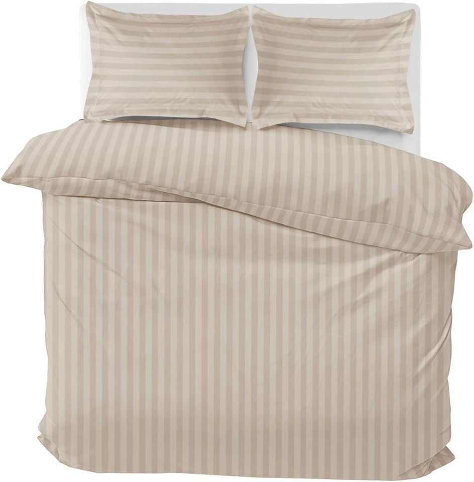 Single Duvet Cover Set Reversible Stripes Satin Bedding Set with | eBay UK