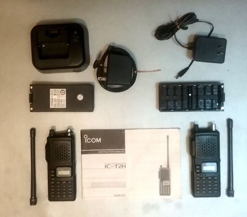 2 ICOM T2H 144 MHz FM Hand-held Transceivers Radios Plus Accessories | eBay