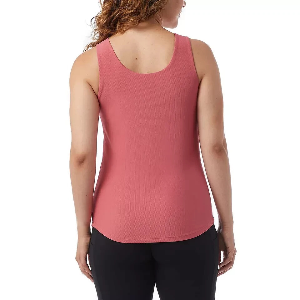 32 Degrees Cool Women's Soft Ribbed Fabric with Built-In-Bra Top, Slate ...