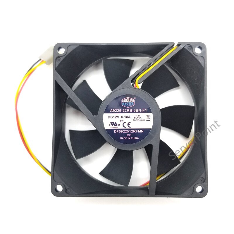 For A9225-22RB-3BN-F1 DC 12V 0.18A 92x92x25mm 3Wire Cooling Server ...