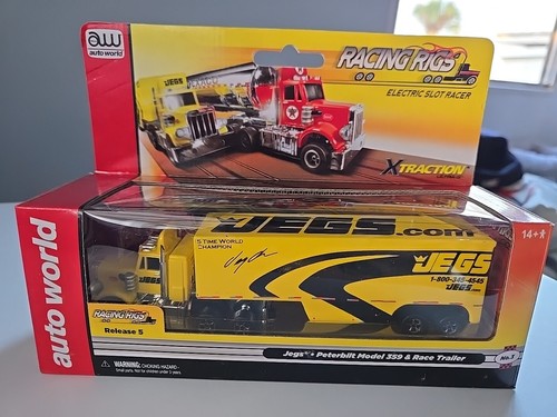 AUTO WORLD JEGS PETERBILT 359 & TRAILER RACING RIGS SLOT CAR | eBay