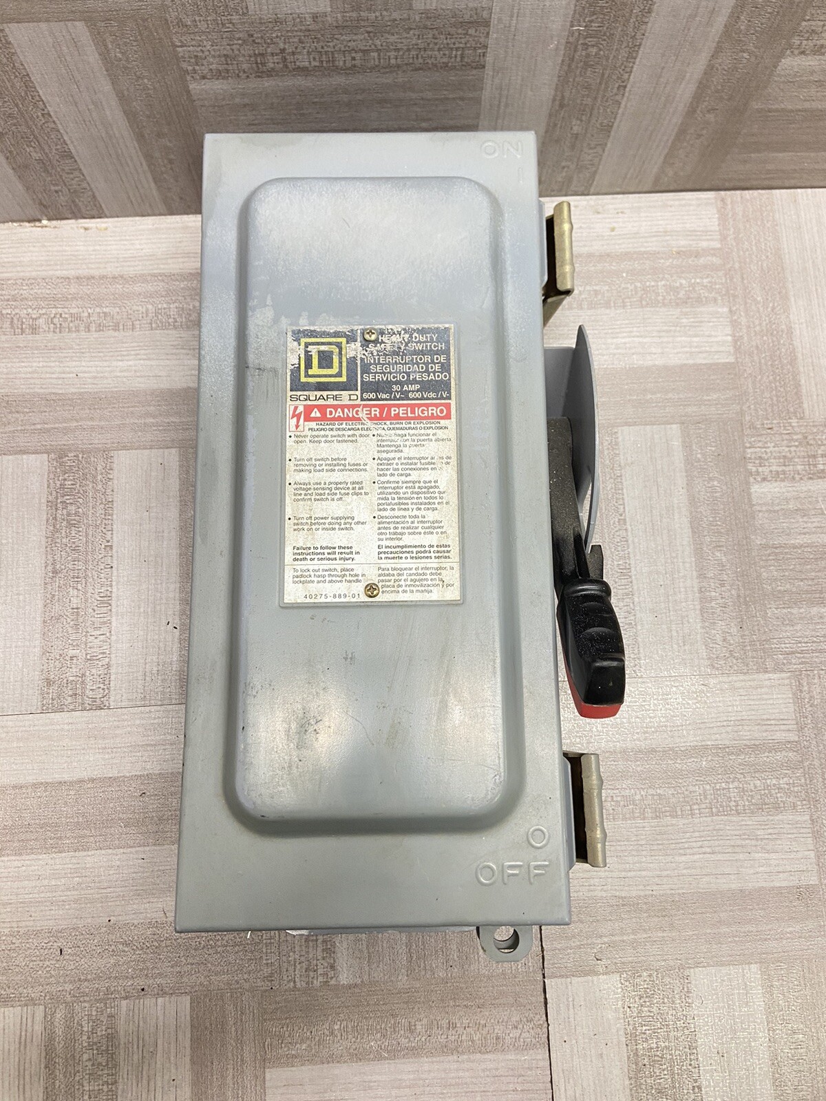 Square D 30 Amp Safety Switch H361AWK 600 Volt 3 Phase 3r Fusible for ...